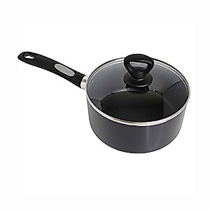Mirro A79723 Get A Grip Aluminum Nonstick Sauce Pan with Glass Lid Cover Cookware, 2-Quart, Black