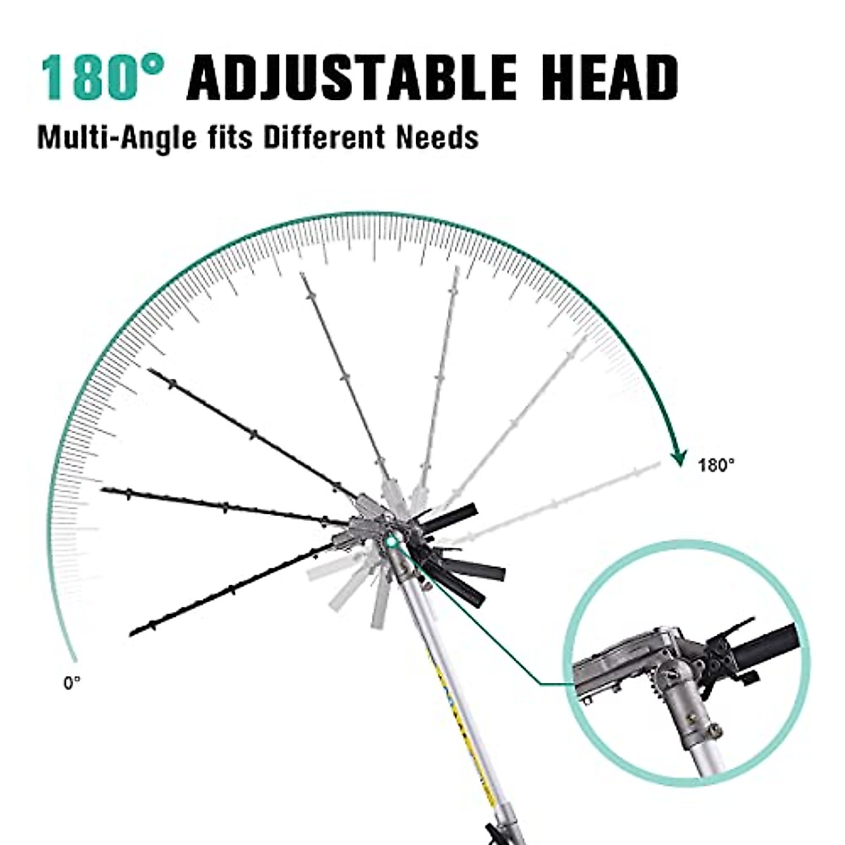 MAXTRA 5-in-1 Gas Pole Saw, 42.7cc 2-Cycle Reach 16ft Cordless String Trimmer with Weed Wacker/Hedge Trimmer/Brush Cutter Multi Functional Trimming Tools