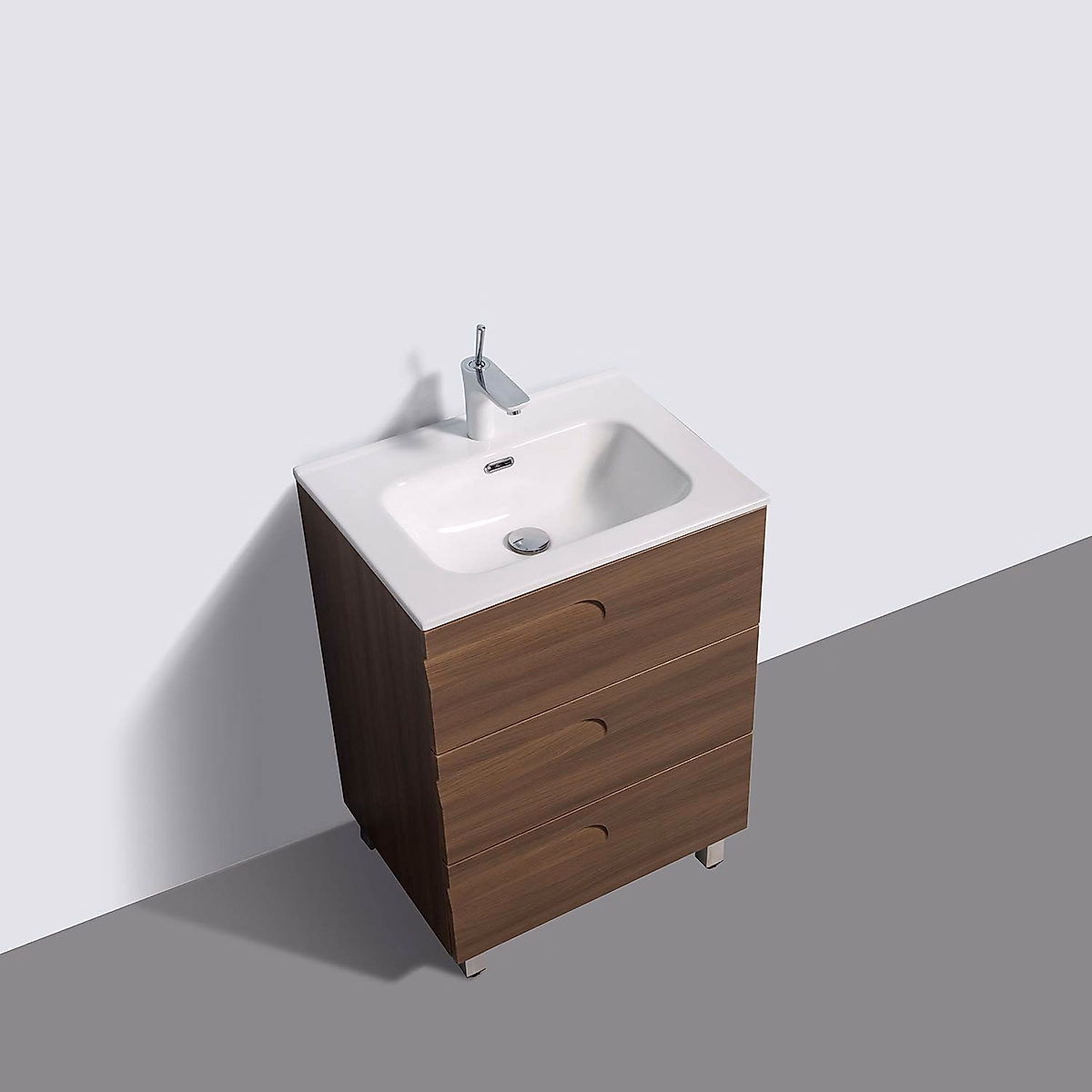 Eviva Joy 24" Graywood Freestanding Bathroom Vanity w/White Integrated Top