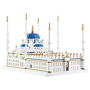 KLMEi Micro Building Blocks Set 6850 Pcs Blue Mosque Miniature World Landmark Architectural Construction Model for Adult and Children Age of 14+