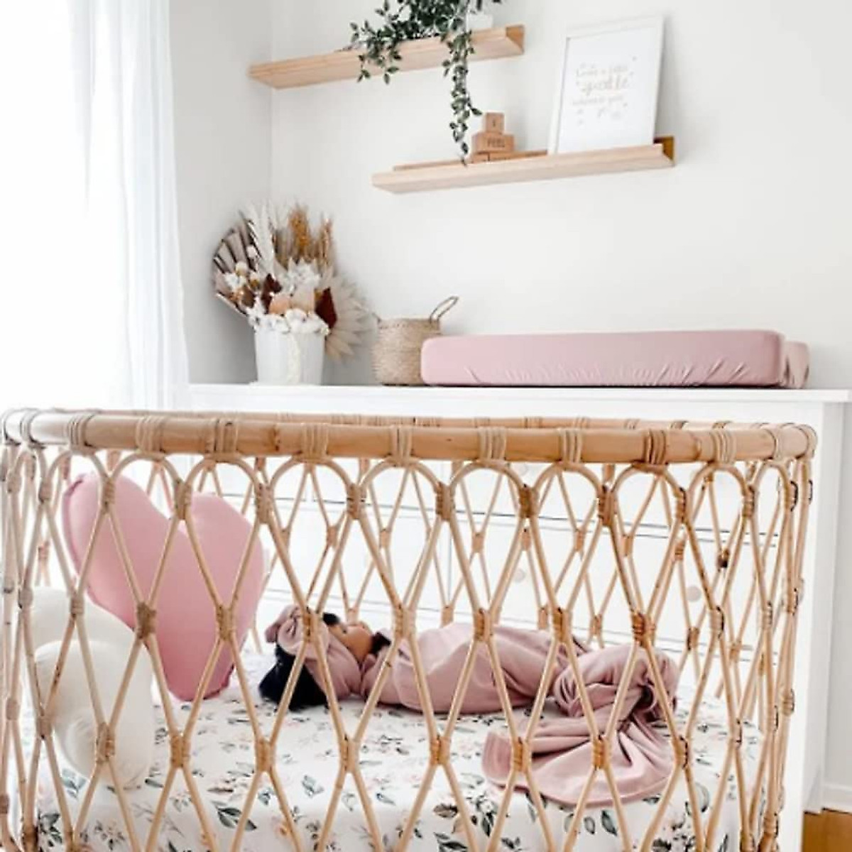 Linen Changing Table Pad Cover Baby Changing Pad Cover Gray Pink Changing Table Cover Diaper Changing Pad Cover for Girl