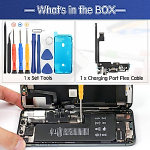 Dock Connector for iPhone 12 Pro Max USB Charging Port Flex Cable Replacement for iPhone 12 Pro Max Charger Dock Board Connector Assembly with Tools(Black)