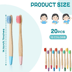 20 Pieces Kids Bamboo Toothbrushes Soft Bristles Toothbrushes Toddler Toothbrush Manual Travel Toothbrushes for Kids Children Home School Travel Teeth Oral Dental Care, 5.7 Inch, Individually Wrapped