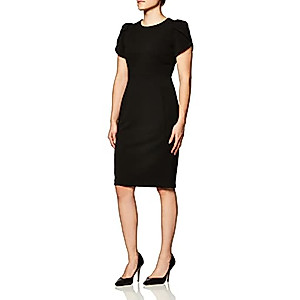 Calvin Klein Women's Tulip Sleeved above The Knee Sheath Dress, True Black, 2