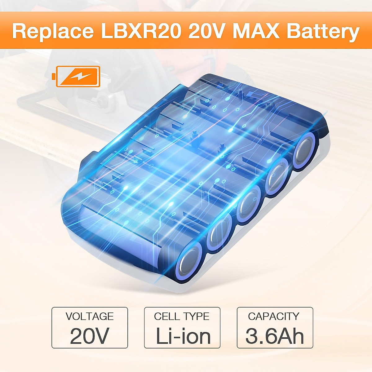 FirstPower 3.6Ah LBXR20 Battery - Repalce for Black and Decker 20v Lithium Battery, Compatible with LBXR20 LB20 LBX20 LBX4020 LB2X4020 Tools (2 Packs)