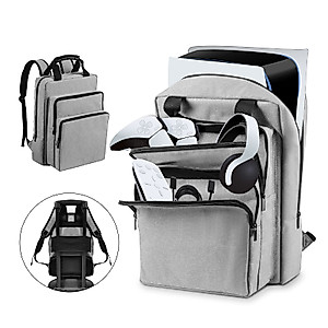 For PS5 Backpack , Compatible with Console and Playstation 5 Disk/Digital Edition, 3 Layers Capacity Travel Carrying Case Travel Storage Bag For PS5 Accessories.