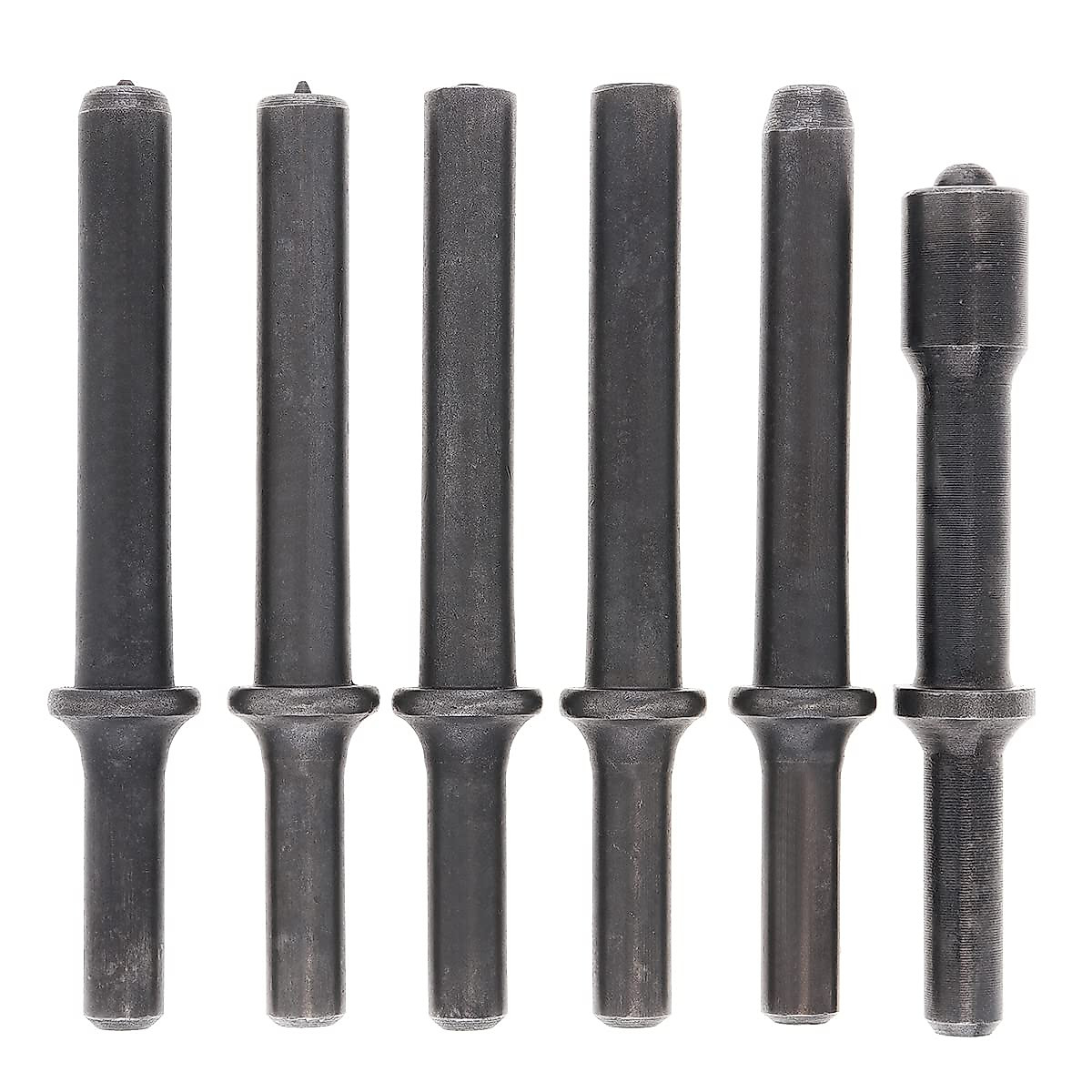 ChgImposs 6pcs Hard 45# Steel Solid Air Rivet Impact Head Support Pneumatic Tool for Drilling/Rusting Removal