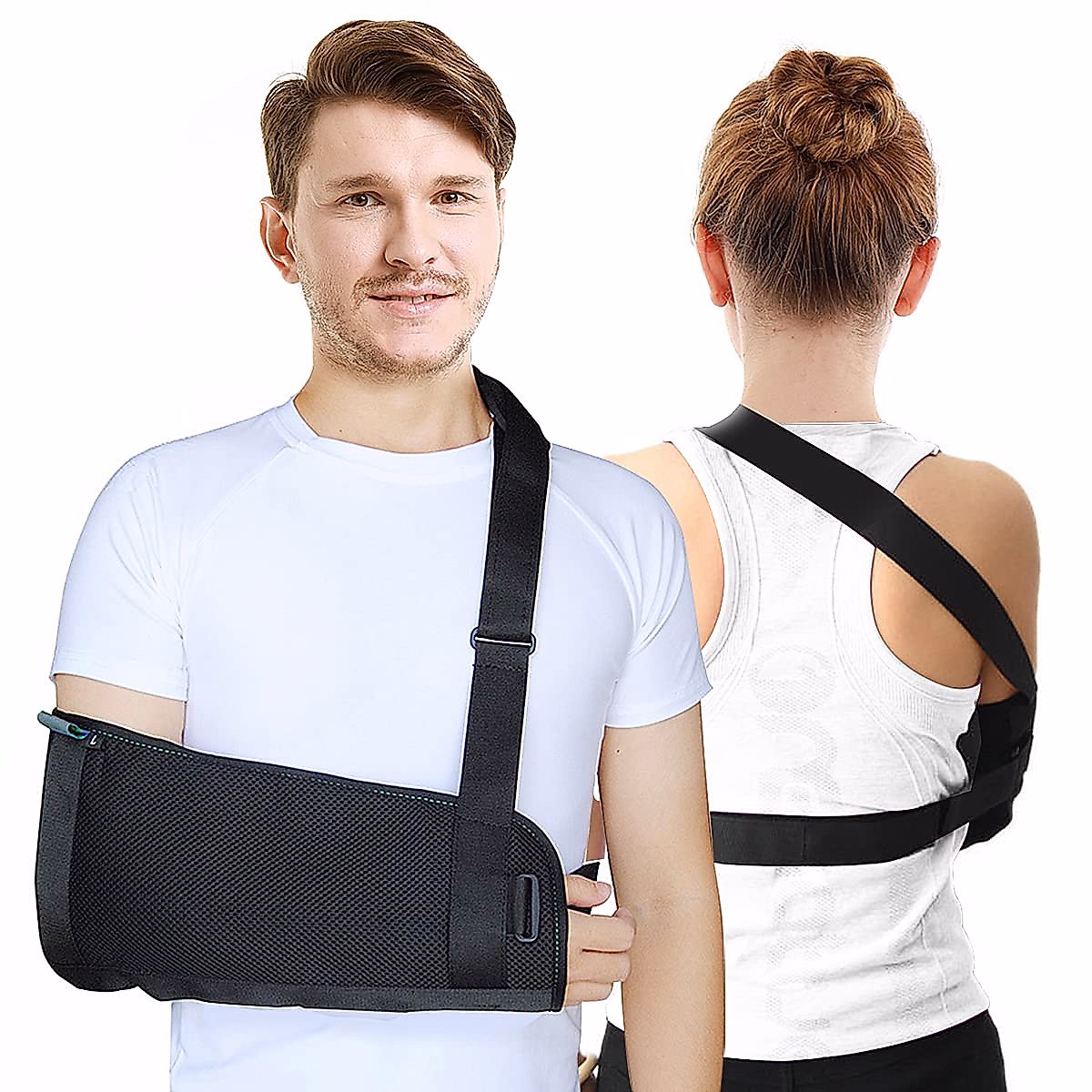 TODDOBRA Arm Sling Shoulder immobilizer for Shoulder Injury with Back Belt Men & Women Shoulder Immobilizer Left and Right Arm Lightweight Rotator Cuff Arm Support for Elbow Wrist Injury -(Size L)