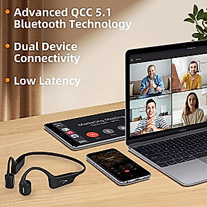 MAIRDI Bone Conduction Headphone Bluetooth with Mic, Upgraded Open-Ear Wireless Headphone, with USB Bluetooth Adapter for PC, Sweat Resistant Sport Earphone for Running Workout Driving Bicycling