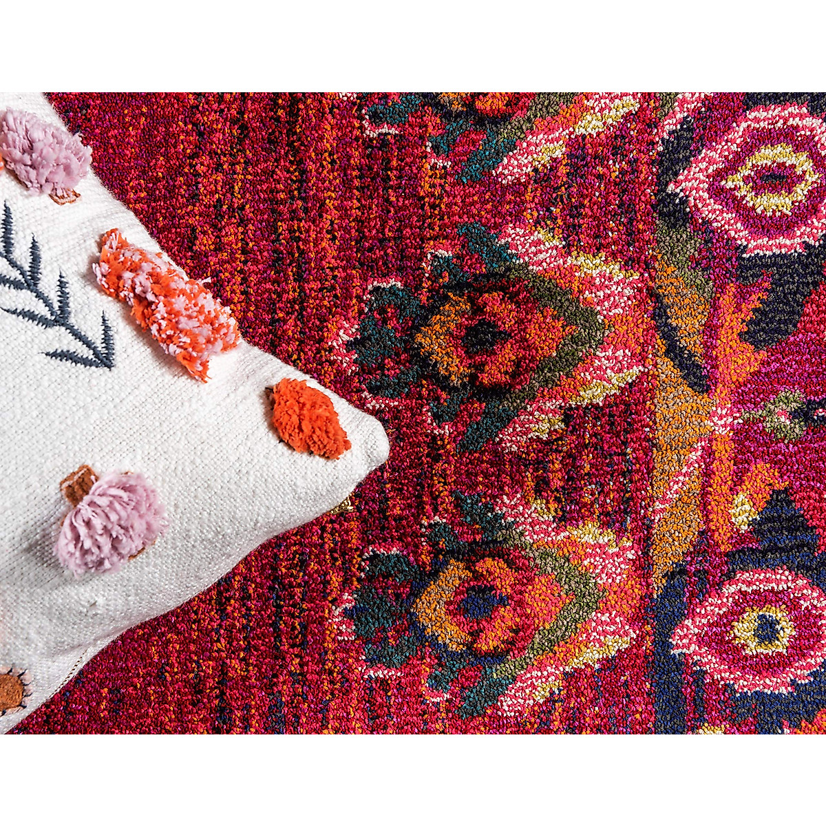 Unique Loom Medici Collection Vibrant Colors Abstract Botanical Red Round Rug (6' 0 x 6' 0)