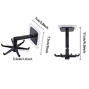 2 PCS Kitchen Utensil 360°Rotating Folding Hook Rack Utility Self-Adhesive 6 Claw Wall-Mounted and Under Cabinet Holder Wall Hooks with Heavy Duty Hanging for Home Bathroom Office(Black + White)