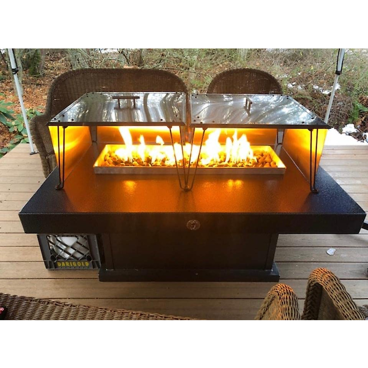 Heat Warden Premium Heat Deflector System with 3 Stainless Steel Sides Turns Your FIRE Pit INTO a Warm and Cozy Outdoor Fireplace!