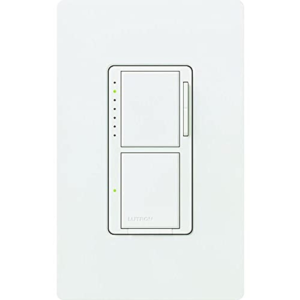 Lutron Maestro Dual Digital Dimmer and Switch, Only for Incandescent and Halogen Bulbs, 300-Watt Single Pole | MA-L3S25-WH | White