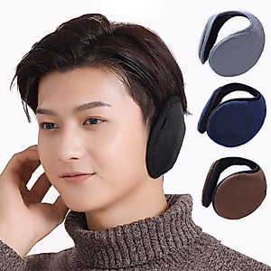 Winter Earmuffs for Men Women, Unisex Fleece Ear Warmer Ear Cover Behind the Head Earmuffs Wrap for Outdoor Sport