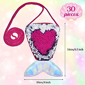30 Pcs Mermaid Tail Coin Purse for Girls Mermaid Party Favors Mermaid Sequin Coin Purse for Kids Girls Mermaid Birthday Party Decorations