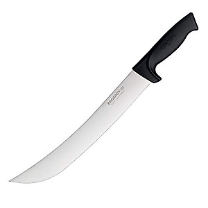 Ergo Chef Prodigy Series 12-Inch Cimeter - Curved High Carbon Stainless Steel Blade - Breaking Knife - Butcher's Meat Knife, Ergonomic Non-Slip Handle, Black