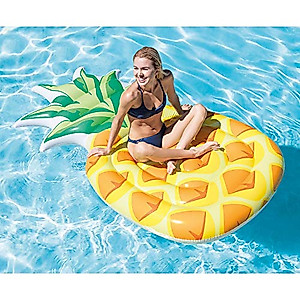 Intex 85 x 49 Inch Giant Inflatable One Person Pineapple Swimming Pool Float Mat