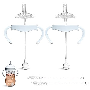 Straw Cup Conversion Kit for Philips Avent Natural Baby Bottle | 2-Count | with Weighted Straw, Bottle Handles and Straw Cleaning Brush | BPA-Free | Spill-Proof (Straw Top)
