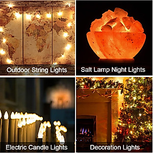 NETEHA 6 Pack C7 Clear Led Replacement Christmas Light Bulb, C7 E12 Base 120V Waterproof Led Bulbs for Christmas Outdoor String Lights, Halloween Decoration Bulb