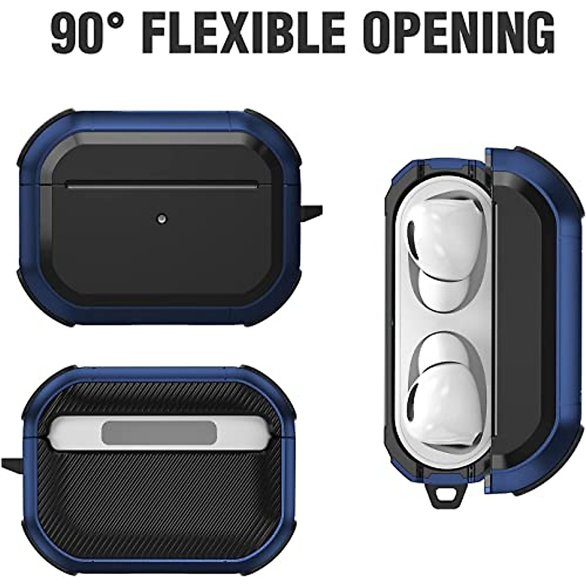 Winproo Armor Airpods Pro 2 Case Cover with Keychain, Military Hard Shell Full-Body Shockproof Protective Case Skin for Airpods Pro 2nd Generation [Blue]