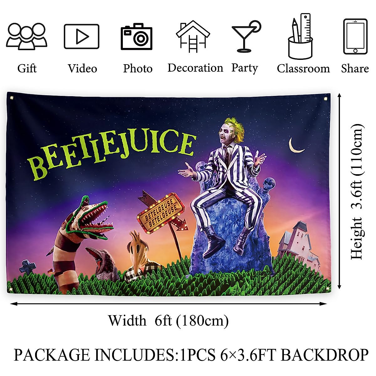 Halloween Decorations Halloween It's Showtime Banner Halloween Backdrop Horror Classic Movie Decor Halloween Decorations for Home Party