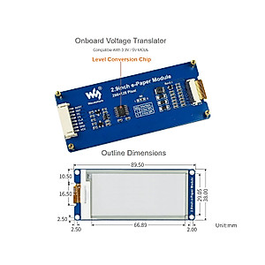 2.9inch e-Paper Display Module, 296x128 Resolution 3.3V/5V Two-Color epaper Display E-Ink Screen Module SPI Interface Compatible with Raspberry Pi/Arduino/Jetson Nano,Support Partial Refresh