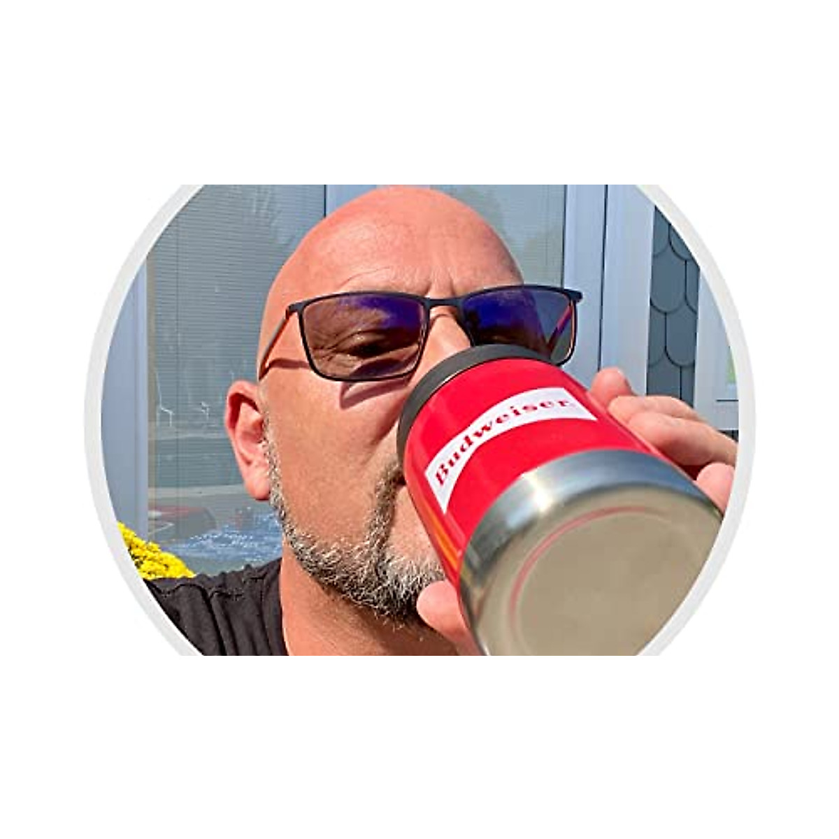 Budweiser Stainless Steel Can Insulator, Insulated Beverage Holder for Standard Size Can and Bottle, Can Cooler for Beer and Soda