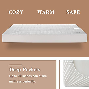 CAROMIO Twin Heated Mattress Pad - Air Layer Electric Mattress Pad Cover Twin Size with 5 Heat Settings & 10 hr Timer Auto Off, Deep Pocket Bed Warmer Washable Heating Mattress Pad 39"x75", White