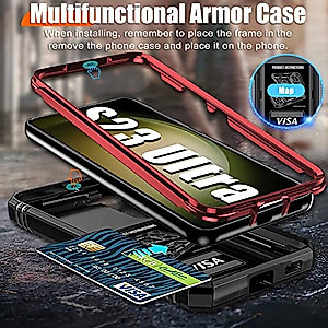 Giyer for Samsung Galaxy S23 Ultra 5G Case with Screen Protector [Military Grade] Heavy Duty Silicone Rugged Protective Cover for Samsung S23 Ultra 6.8" Phone Cases with Ring Kickstand (Red)