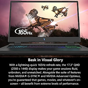 acer Nitro 17 Gaming Laptop 2023 Newest, 17.3" 165Hz 2.5K QHD Display, AMD Ryzen 7-7840HS, ‎NVIDIA GeForce RTX 4060, 32GB DDR5, 1TB SSD, Backlit Keyboard, Windows 11 Home, with Laptop Stand