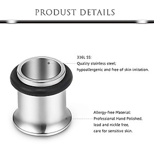 Hoeudjo 12PCS Gauge Tunnel Kit 0G Surgical Steel Ear Gauges Earrings Plugs Stretching Set Single Flared Expanders for Women Men Girls Silver-Tone Black Rose Gold 8mm 5/16 Inch