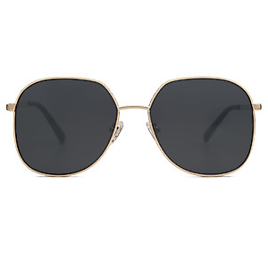SOJOS Trendy Oversized Hexagonal Sunglasses for Women Men Stylish UV400 Sunnies with Spring Hinges SJ1210, Gold/Black