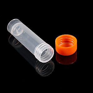 10pcs Plastic Frozen Test Tubes 5ML Standable with Lid Graduated Marks and Screw Cover with Silicone Gasket Vial Screw Seal Cover Pack Container for Laboratory Dia 15mm/0.59inches