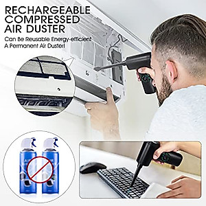 Compressed Air Duster, 100000RPM Electric Air Duster & Vacuum Cleaner 2 in 1 Rechargeable 7600mAh Cordless, Keyboard and Computer Cleaner, Replaces Compressed Air Cans