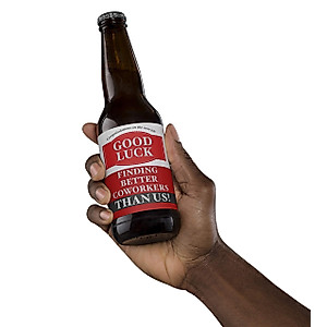 BRIGHTZY Coworker Leaving Gifts for Men & Women, Beer Labels, Bottle Opener Keychain and Carrier Gift Set, Good Luck Finding Better Coworkers Than Us