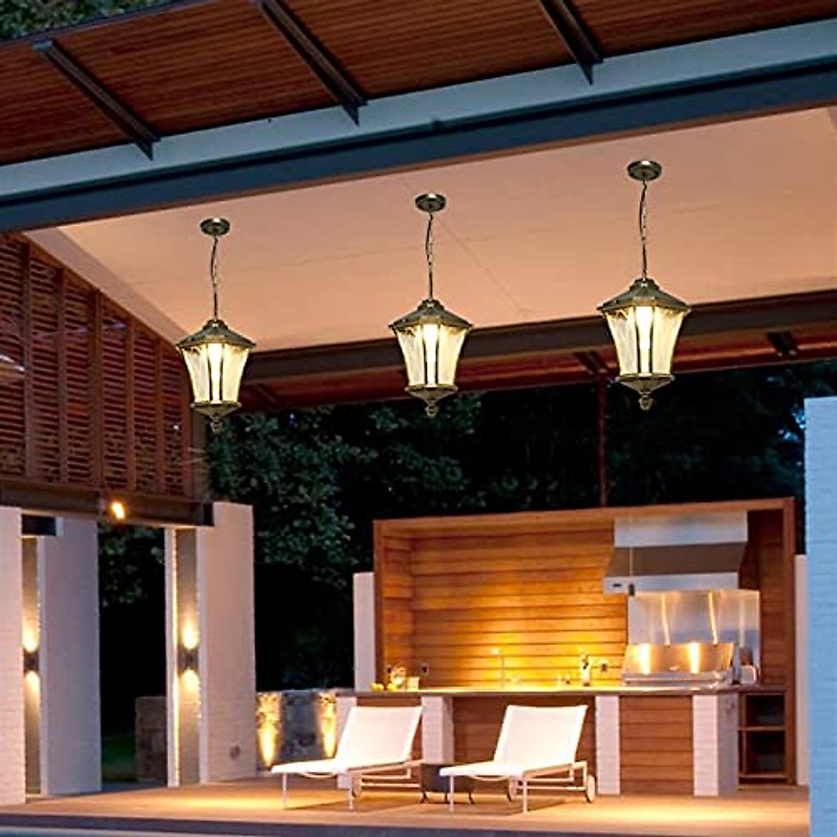 European Wall Light Traditional Aluminum Outdoor Chandelier Garden Villa Courtyard Hanging Light Adjustable Gazebo Home Aisle Corridor Balcony Pendant Lamp Garage Grape Rack Barn Hanging Chain Light