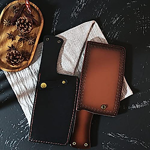 XYJ Chef Knife Sleeves PU Leather Knife Cover With Carry Belt Loop Black Brown Kitchen Knives Edge Guards Protector Tools 2-pieces(Knives Not Included)