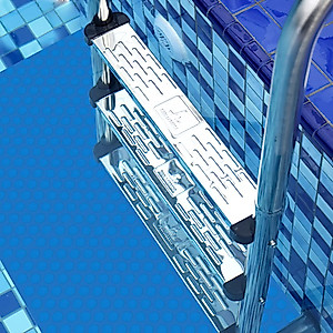 YESEEM Large Swimming Pool Ladder Mat, 15"x39" Protective Non-Slip Pool Step Pad for Above Ground Swimming Pools Liner and Stairs (Blue, Round Texture)