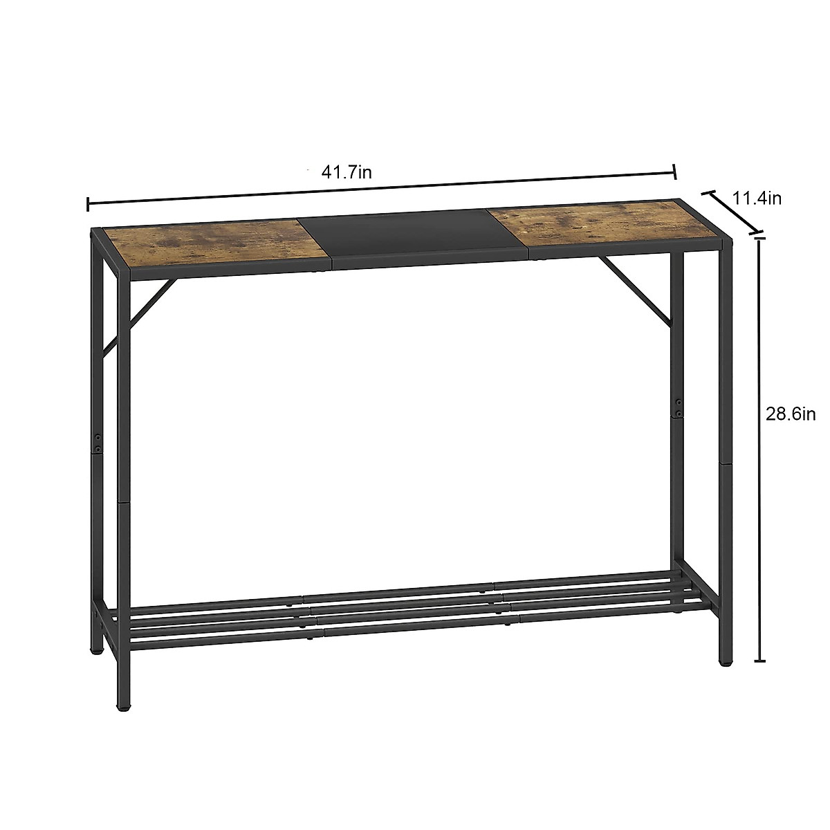 LAATOOREE Console Table, 41.7" Industrial Entryway Table with Shelf, Narrow Sofa Table for Hallway, Entrance Hall, Corridor, Foyer, Living Room