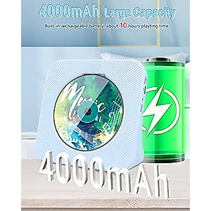 Greadio CD Player Portable with Bluetooth, 4000mAh Rechargeable Battery, HiFi Sound Speaker with Remote Control, Dust Cover, FM Radio, LED Screen,Support AUX/USB,Headphone Jack for Home,Kids,Kpop,Gift