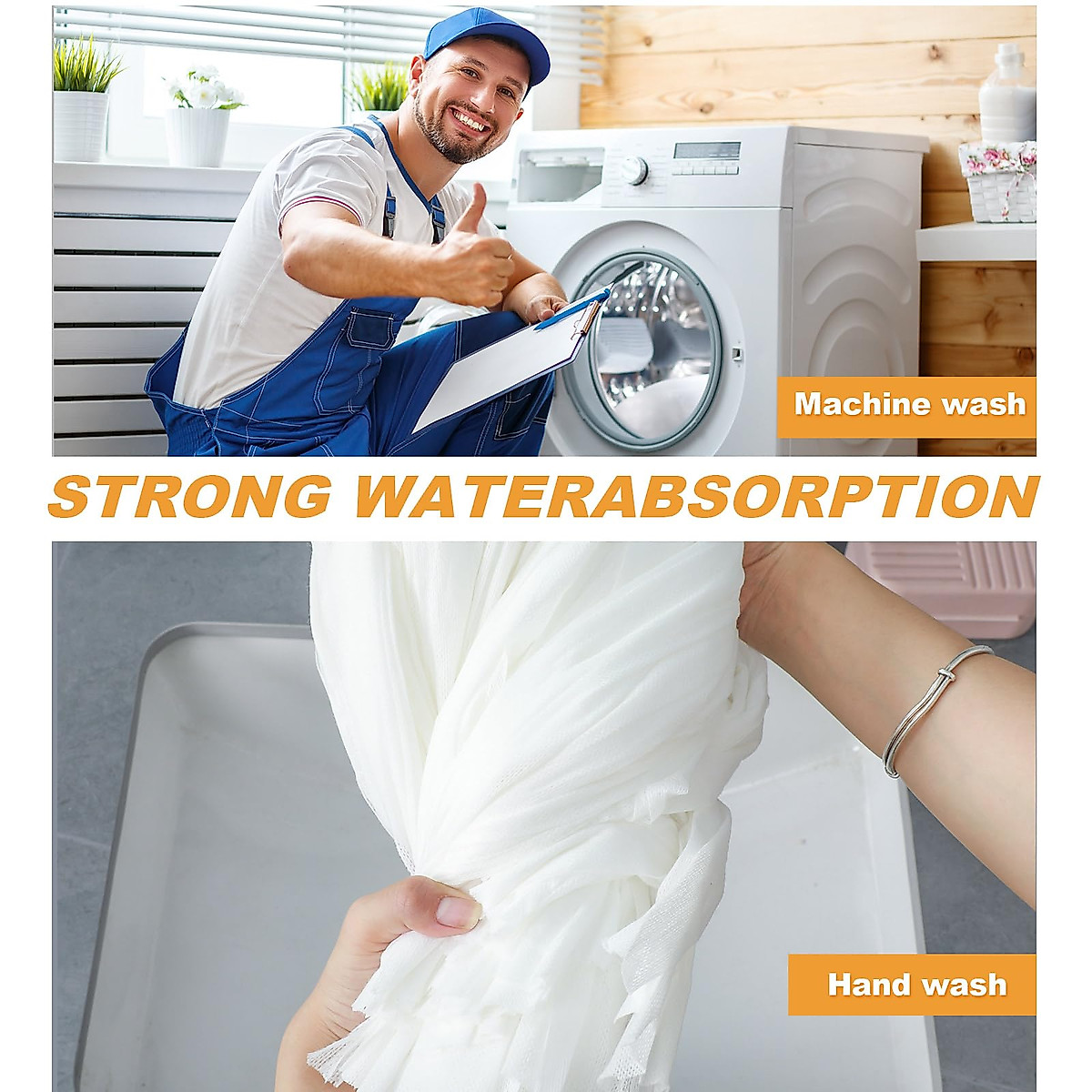 Tioncy 24 Pcs Disposable Industrial Mop Heads Replacements Non Woven Wet Mop Head Refill Cut End Wet Mop Refill Commercial Replacement Mop Heads for Floor Cleaning Supplies Mopping, White