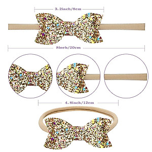 Subesty Baby Girls Nylon Elastic Headband Soft Flower Hair Band For Toddler Infant Newborn Set Of 10