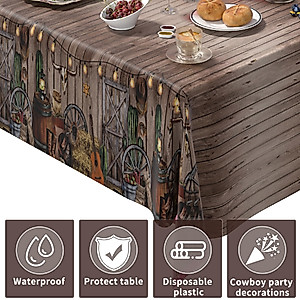 Partydream 142Pcs Western Cowboy Party Decorations Cowboy Party Supplies, 140Pc Cowboy Balloons 1Pc Cowboy Backdrop 1Pc Cowboy Tablecloth for Western Theme Birthday Party Baby Shower