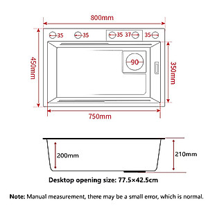 Kitchen Sink Single Bowl Sink Flying Rain Waterfall Sink Household Sink, Workstation Kitchen Sink Domestic Sink Set,Integrated Sink with Pull-Out Tap, Chopping Board,Cup Washer (80×45×21cm)
