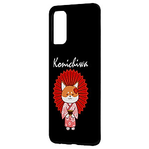 Galaxy S20+ Funny Shiba Inu Uni Dog Konichiwa Kimono Flower Dress Case