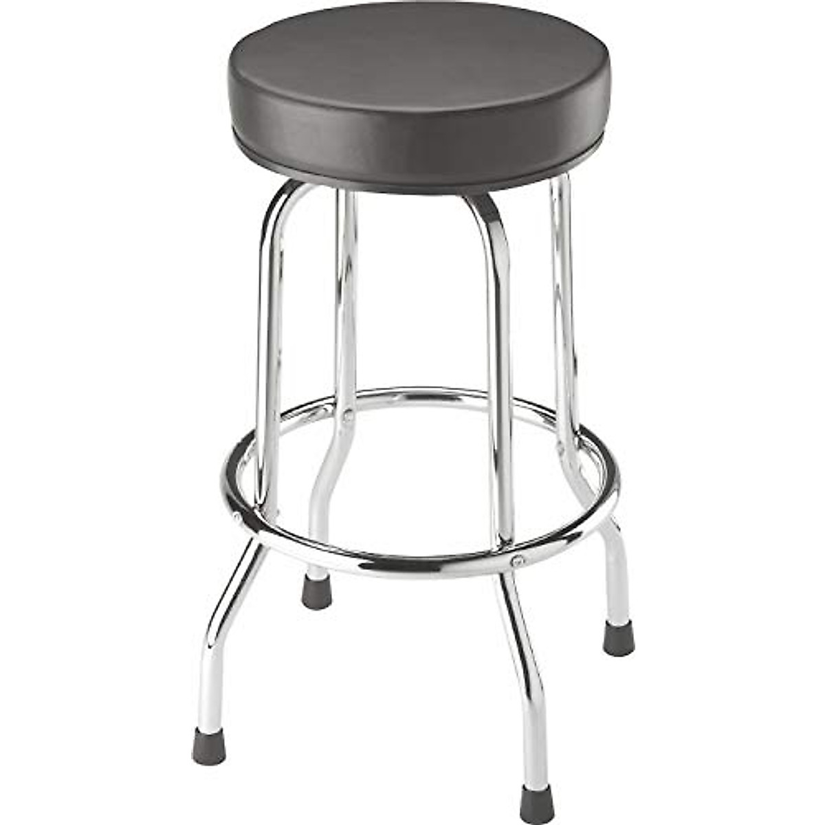 BIG RED Torin Swivel Bar Stool: Padded Garage/Shop Seat with Chrome Plated Legs, Black, 28.74" Tall, 18.5" Diameter