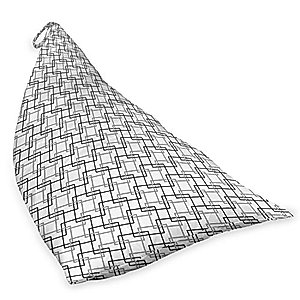 Ambesonne Geometric Lounger Chair Bag, Minimalist Pattern with Intersecting Squares Grayscale Lattice Mosaic, High Capacity Storage with Handle Container, Lounger Size, Black Pale Grey White