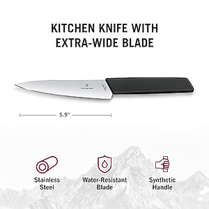 Victorinox 6.9013.15B Swiss Modern Chef's Knife Essential Kitchen Tool Cuts Everything From Meat to Fruit and Vegetables Straight Blade in Black, 5.9 inches