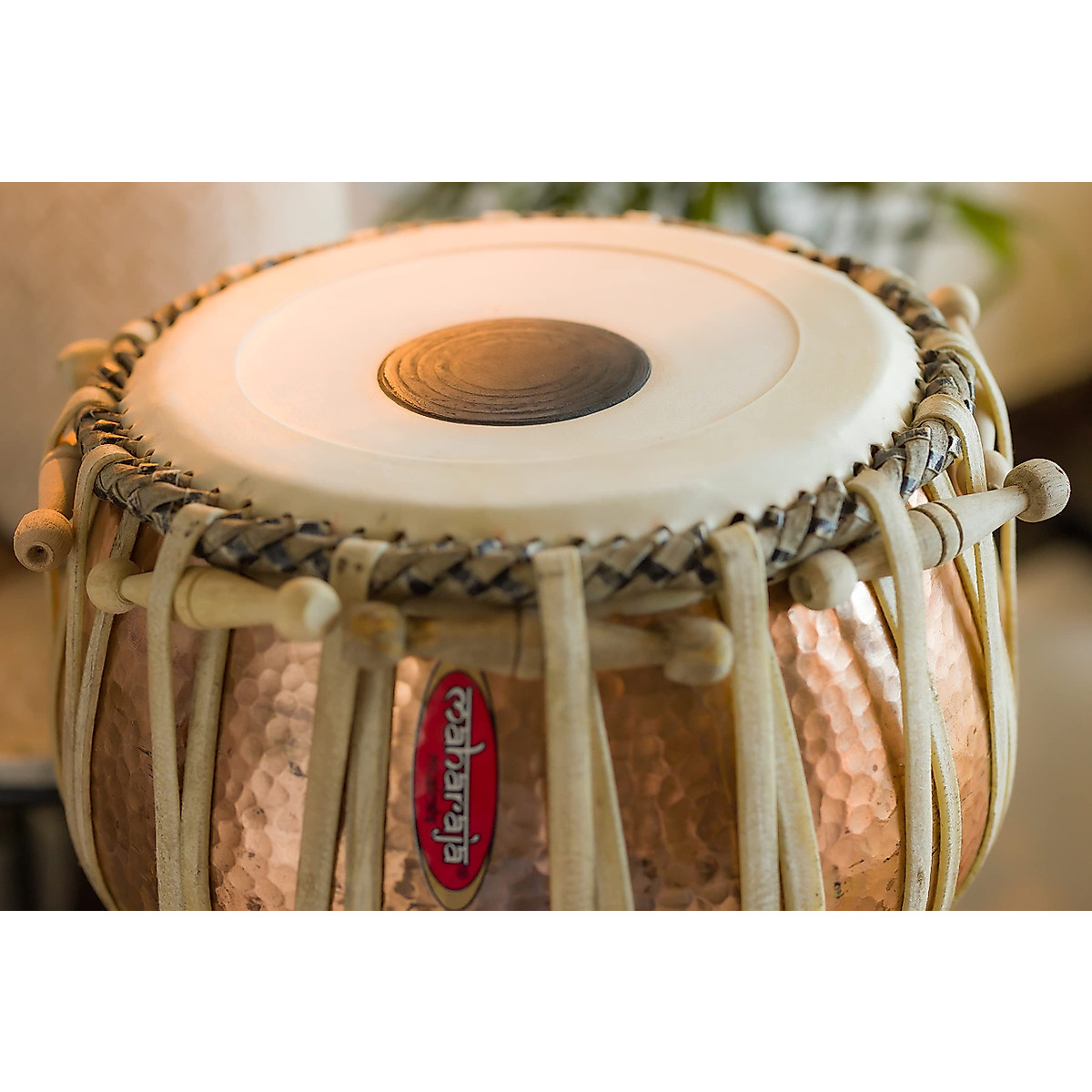 Concert Tabla Drum Set, 5½ Kg Lacquer Polish Copper Bayan, Maharaja, Finest Dayan with Padded Bag, Hammer, Cushions & Cover (PDI-BJJ)