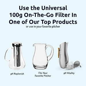 pH ON-The-GO Alkaline Water Filter Pouch- Portable Alkaline Water Filtration System for Your Bottle, Pitcher, Jug, Container - High pH Water - Long-Life 400 Litre/105 Gallon (3-Pack)